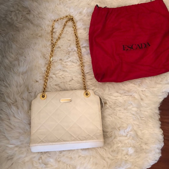 Escada | Bags | Escada Handbag White With Gold Straps | Poshmark